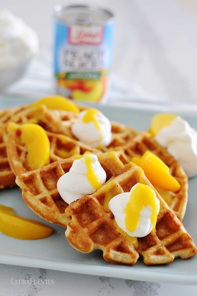 Homemade Peaches & Cream Waffles | Laura Fuentes