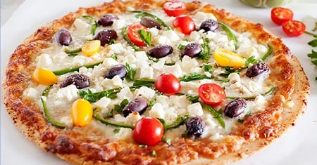 Greek Pizza Recipe (and Video) | Laura Fuentes