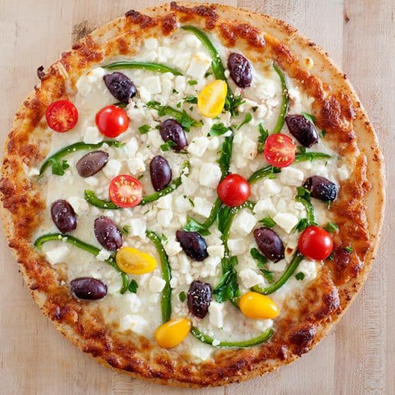 Greek Pizza Recipe (and Video) | Laura Fuentes