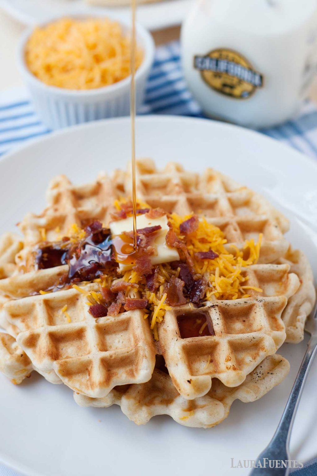 Epic Cheddar Bacon Waffles | Laura Fuentes