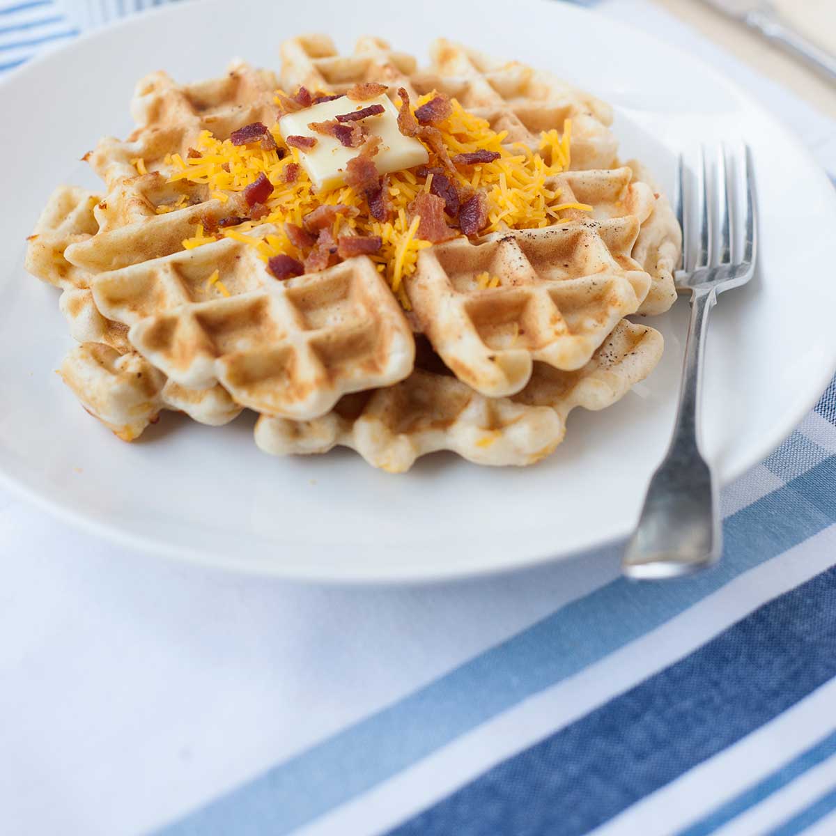 Epic Cheddar Bacon Waffles | Laura Fuentes