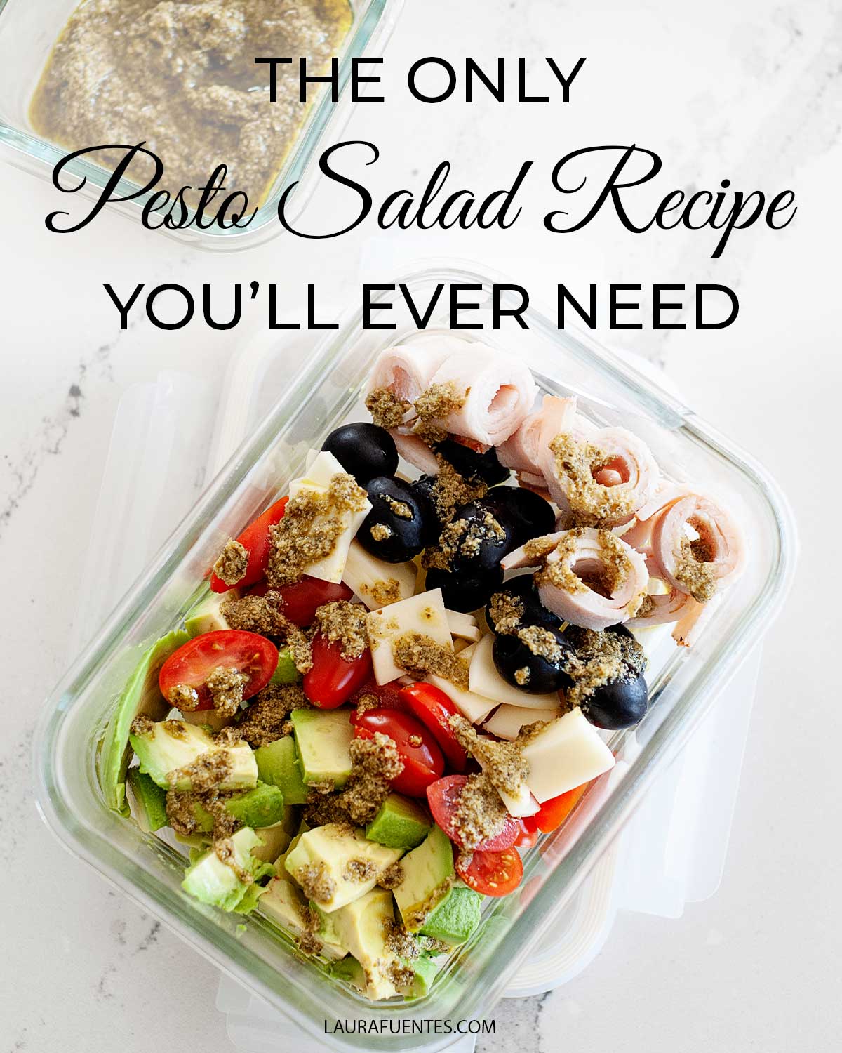 Healthy Pesto Salad Work Lunch without Pasta | Laura Fuentes