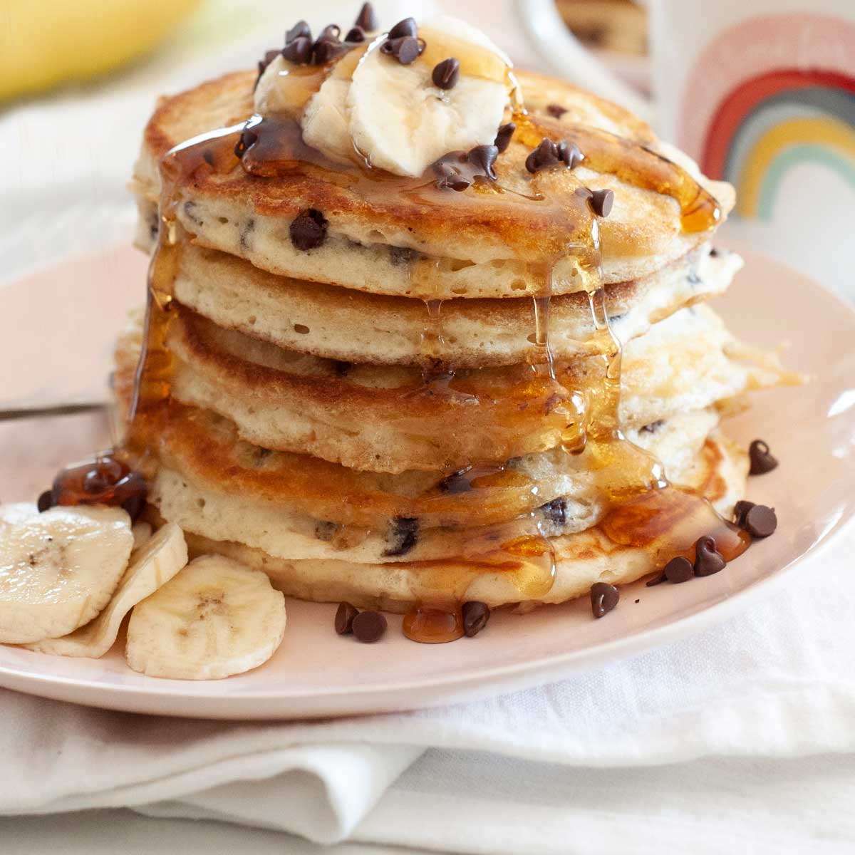 Fluffy Chocolate Chip Banana Pancakes | Laura Fuentes