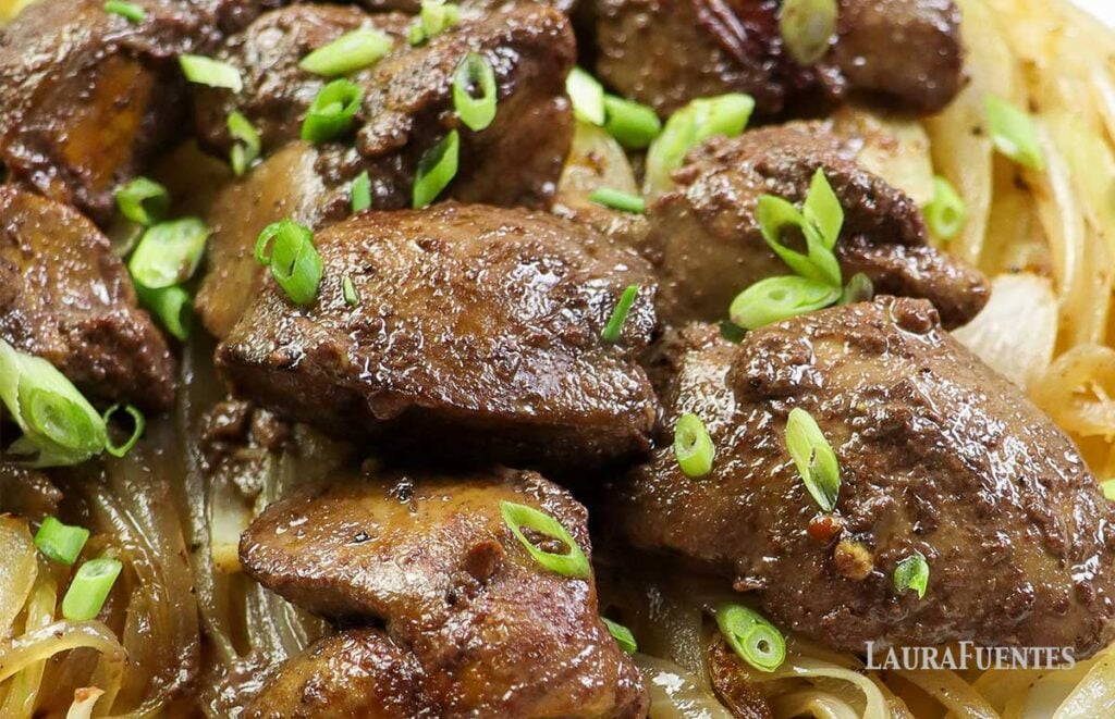 The Best Chicken Livers and Onions | Laura Fuentes