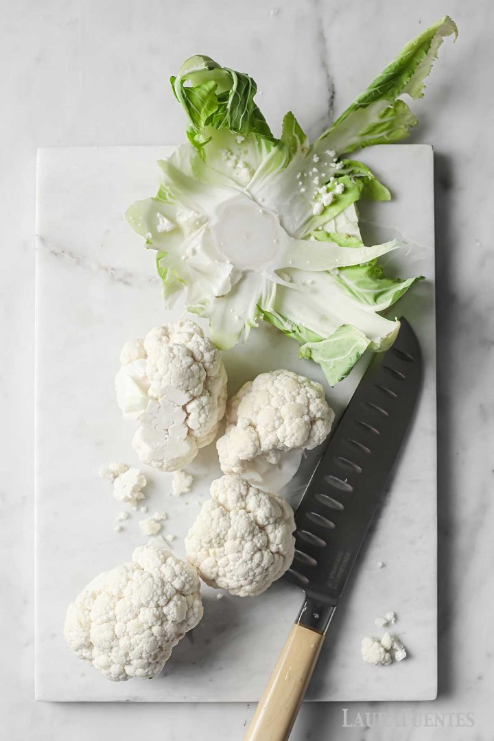 How to Cut Cauliflower into Florets (less waste!) | Laura Fuentes