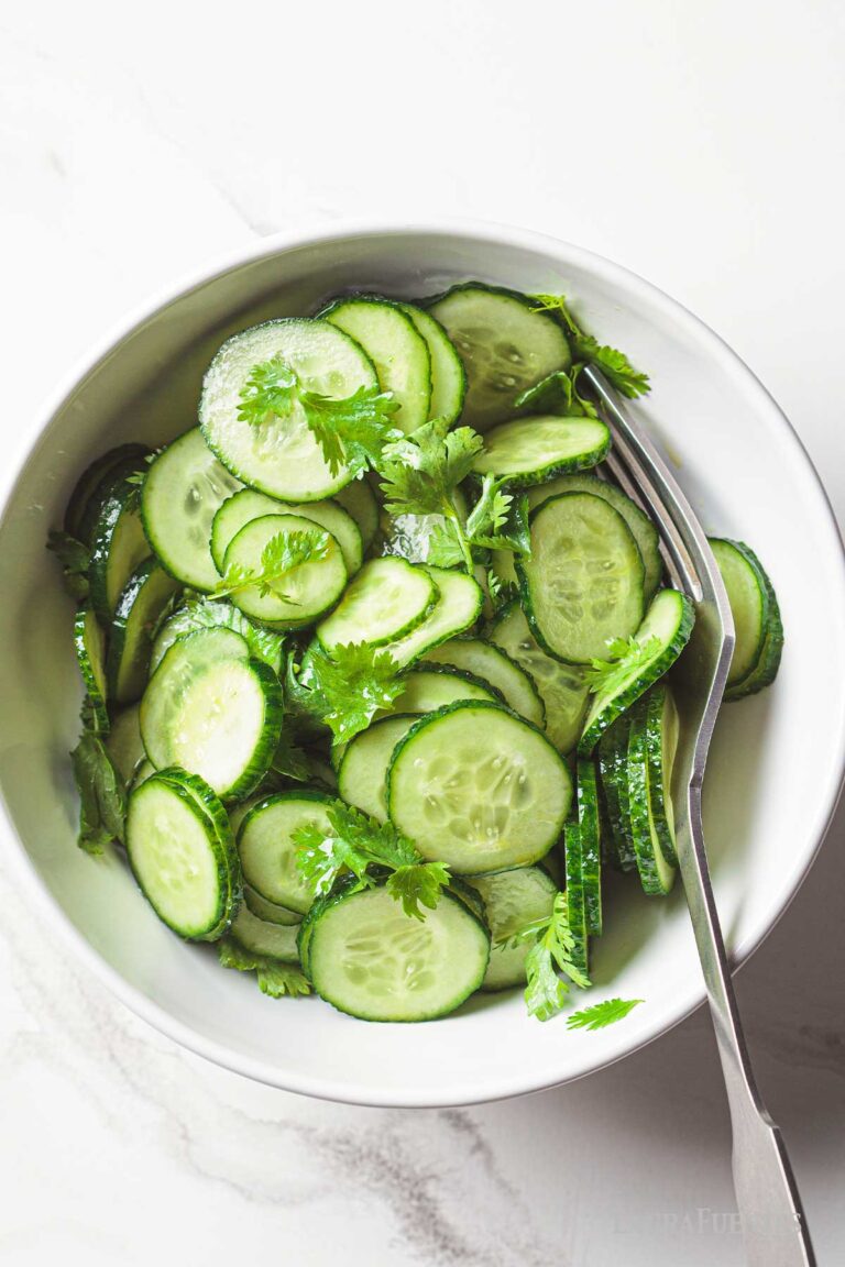Healthy Cucumber Salad with Cilantro and Lime | Laura Fuentes