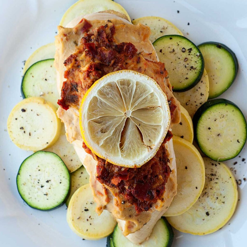 Juicy Baked Hummus Chicken | Laura Fuentes