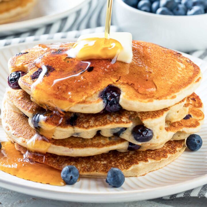 Blueberry Pancakes with Pancake Mix (Easy & Fluffy)