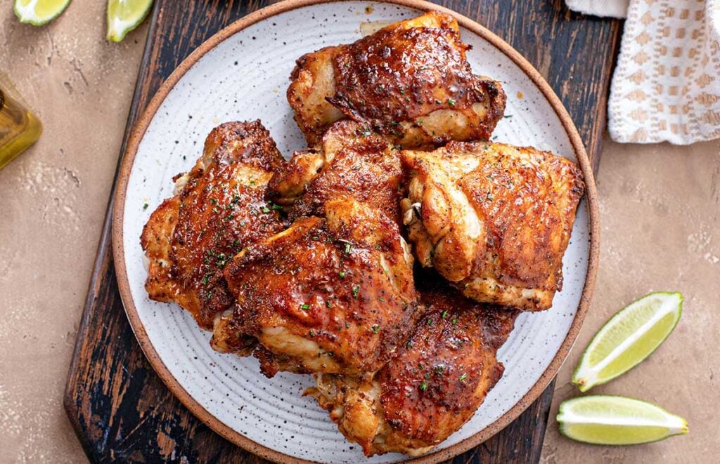 Cumin Chicken Thighs in a Skillet